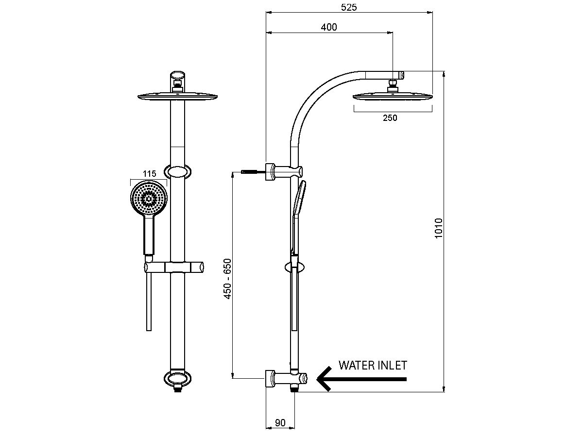 Nikles Pearl Twin Rail Shower -Round 250 Showerhead Chrome (3 Star ...