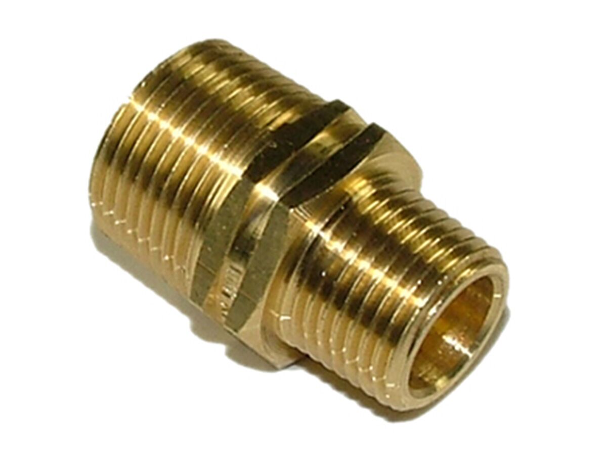 Brass Hex Nipple Reducing 15mm x 10mm from Reece