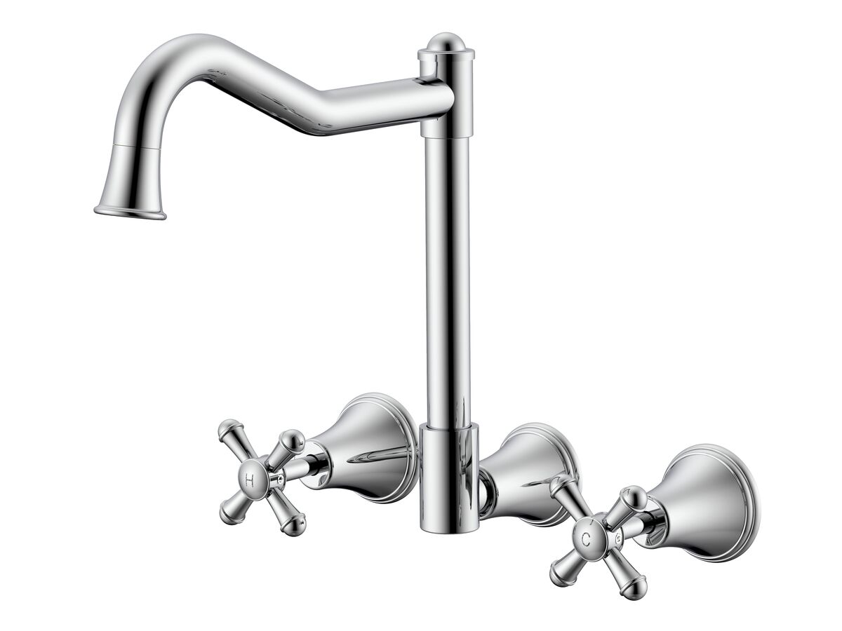 Posh Canterbury Wall English Sink Set Cross Handles Chrome (4 Star ...