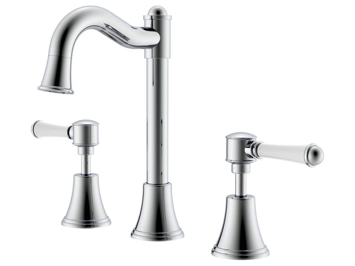 Posh Canterbury English Basin Set Swivel Outlet Lever P Handles Chrome ...