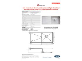AFA Exact Single Bowl Inset/Undermount Right Hand Bowl Sink No Taphole ...