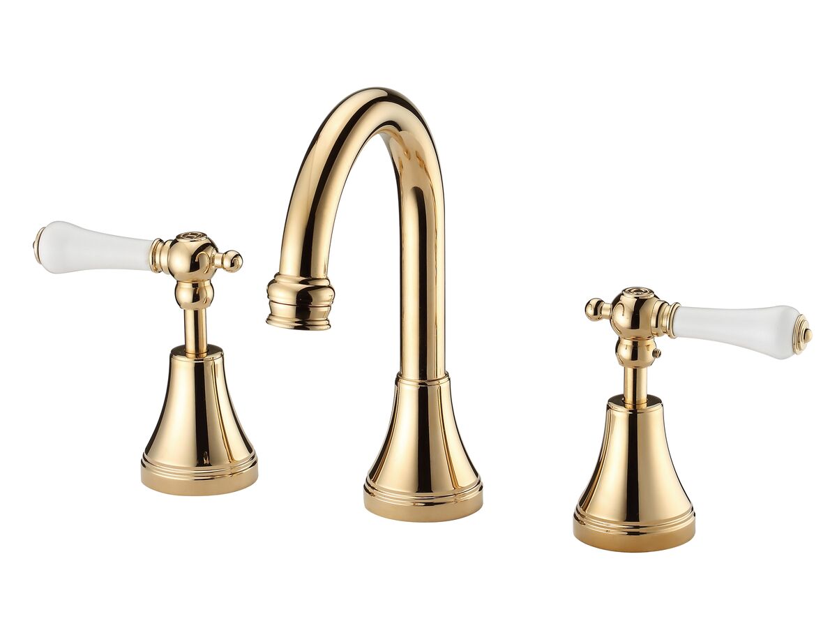 Kado Era Basin Set Swivel Lever Porcelain Handle Brass Gold (5 Star ...